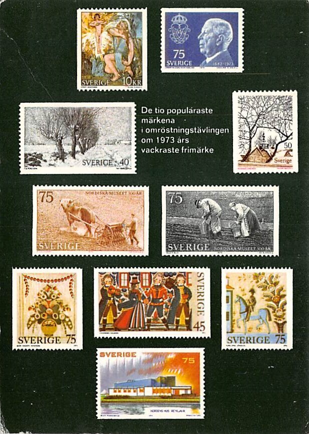 Ten Most Popular Stamps In Contest, Most Beautiful Swedish Stamp 1973 ...