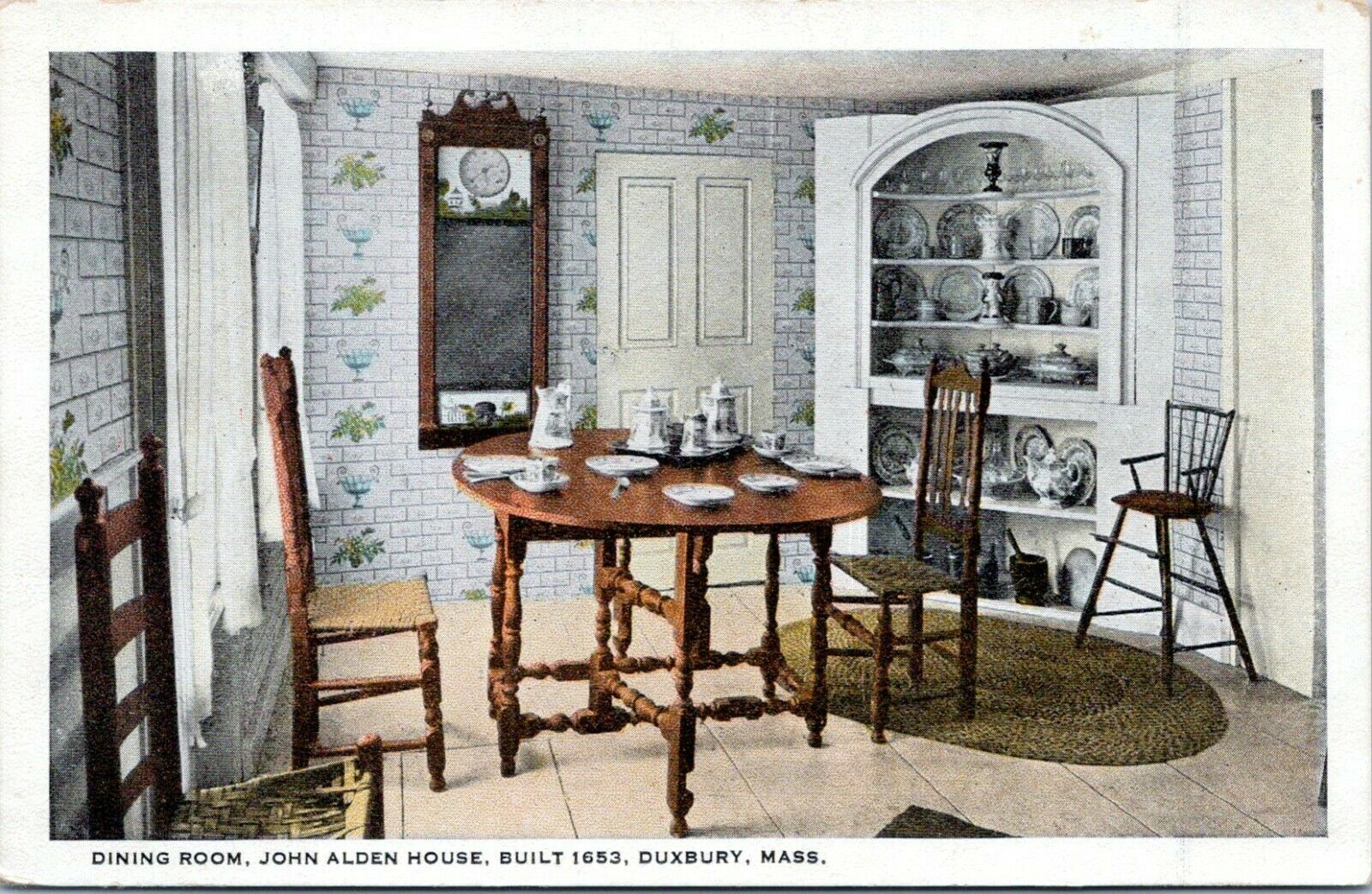 1915 DUXBURY John Alden House Dining Room Interior View MA Postcard ...