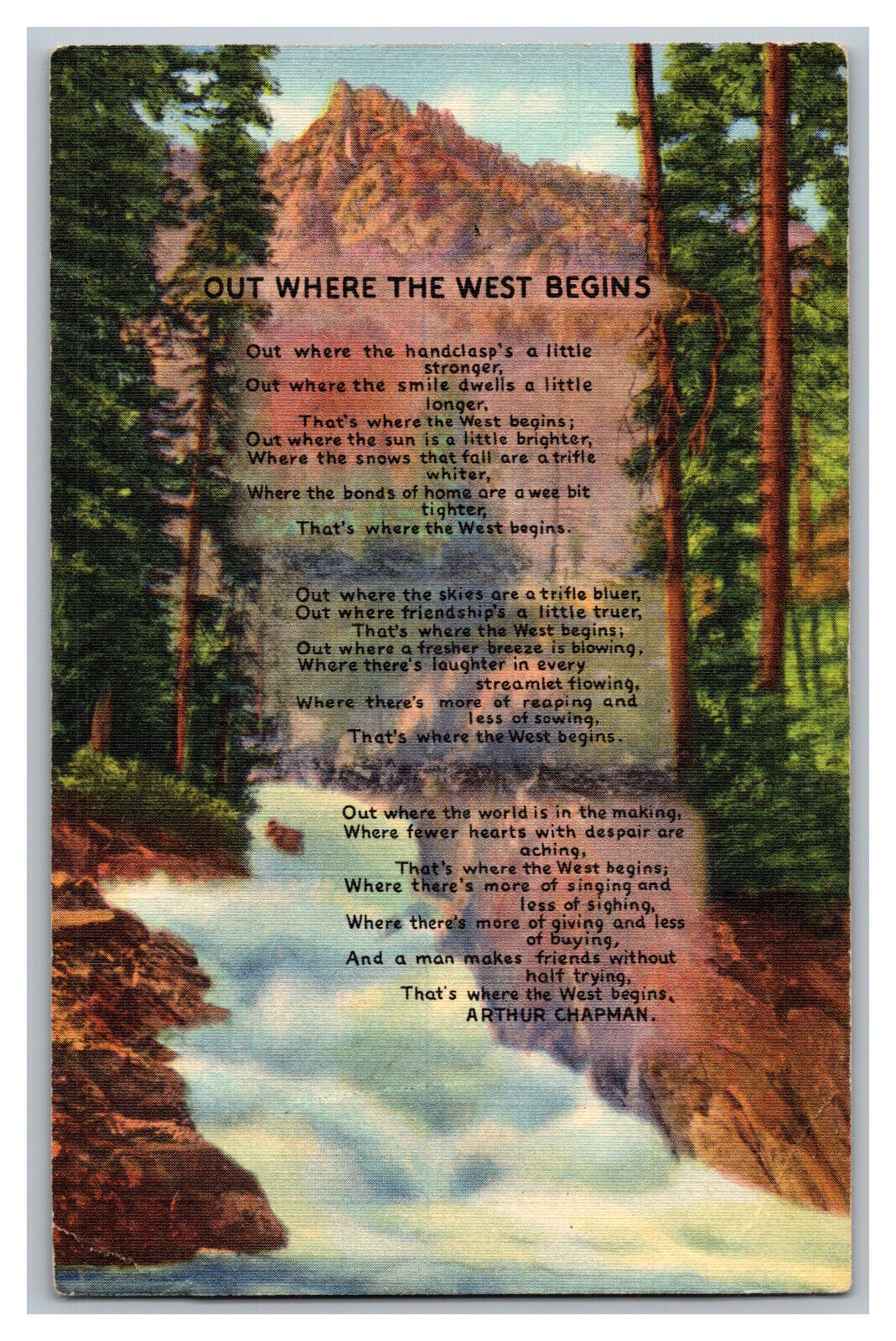 Postcard Out Where The West Begins Poem Of The West Card | Other ...