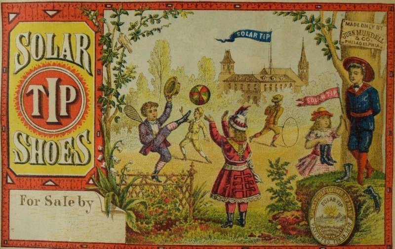 1870's-80's Solar Tip Shoes John Mundell & Co Children Playing Stick ...