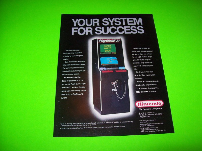 Playchoice 10 Super Mario Bros NOS Original Video Arcade Game Flyer ...