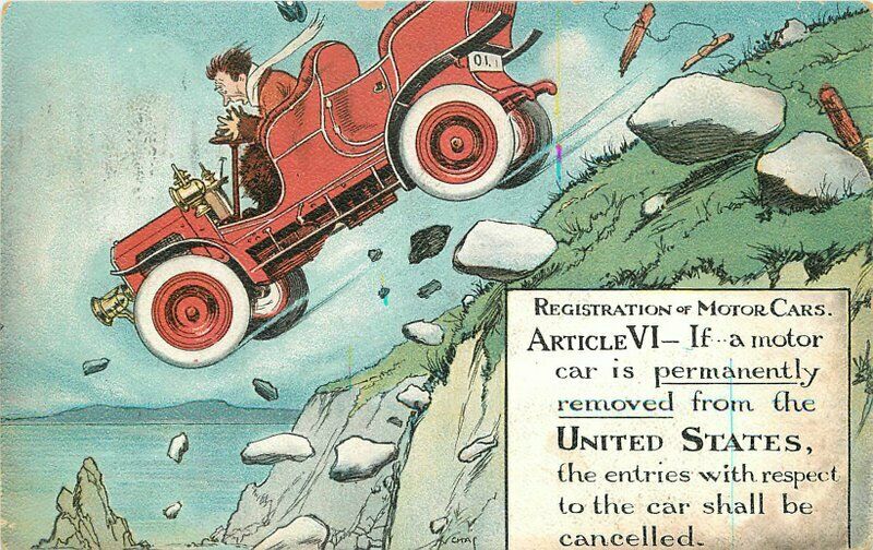 Accident Cliff Diver Comic Humor Automobile C-1910 Postcard Rio Series ...