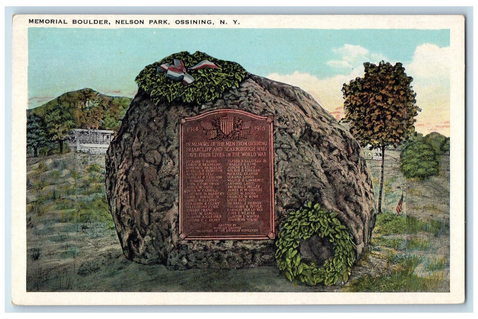 c1920's World War Memorial Boulder Nelson Park Ossining New York NY ...
