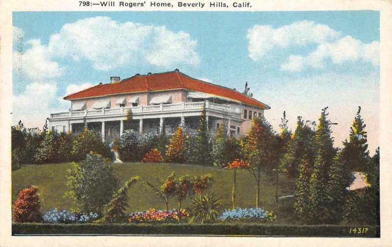 WILL ROGERS' HOME Beverly Hills, CA Mansion 1932 Vintage Postcard ...
