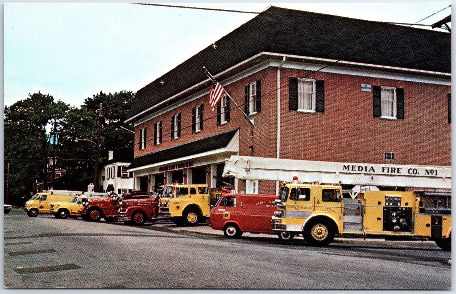 Vintage Postcard Borough of Media Pennsylvania Fire Service on Display ...