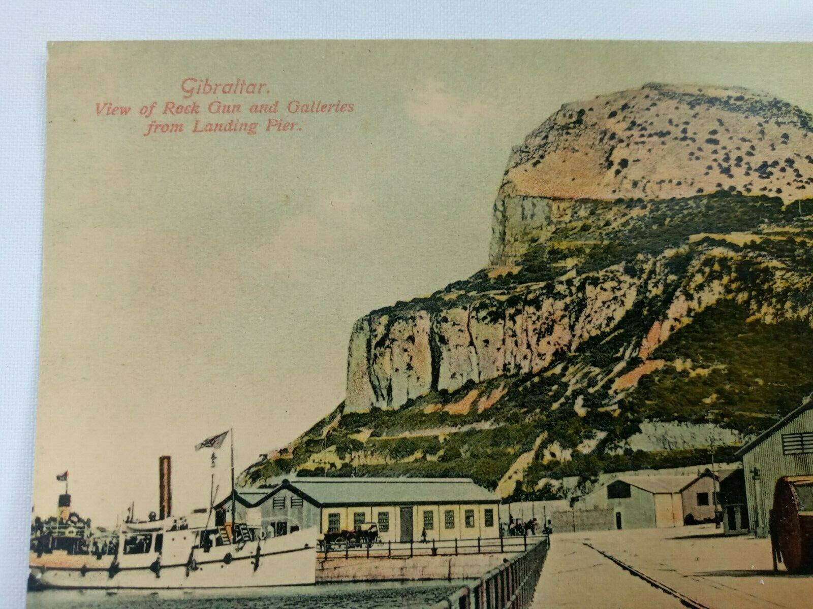 Vintage Postcard Gibraltar View of Rock Gun and Galleries from Landing ...
