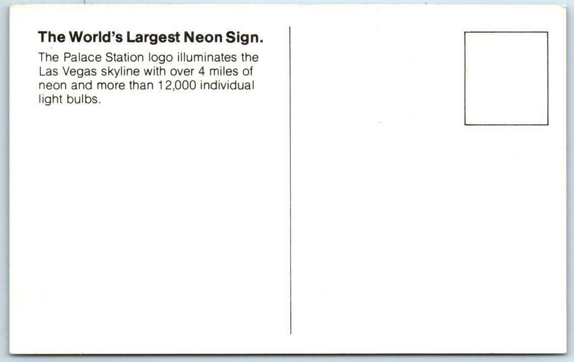 LAS VEGAS World's Largest Neon Sign PALACE STATION HOTEL CASINO c1980s ...