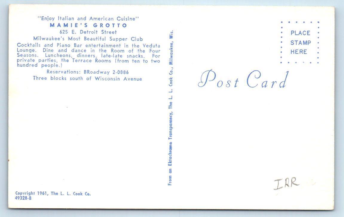 MILWAUKEE, Wisconsin WI ~ Roadside MAMIE'S GROTTO Supper Club 1961 ...