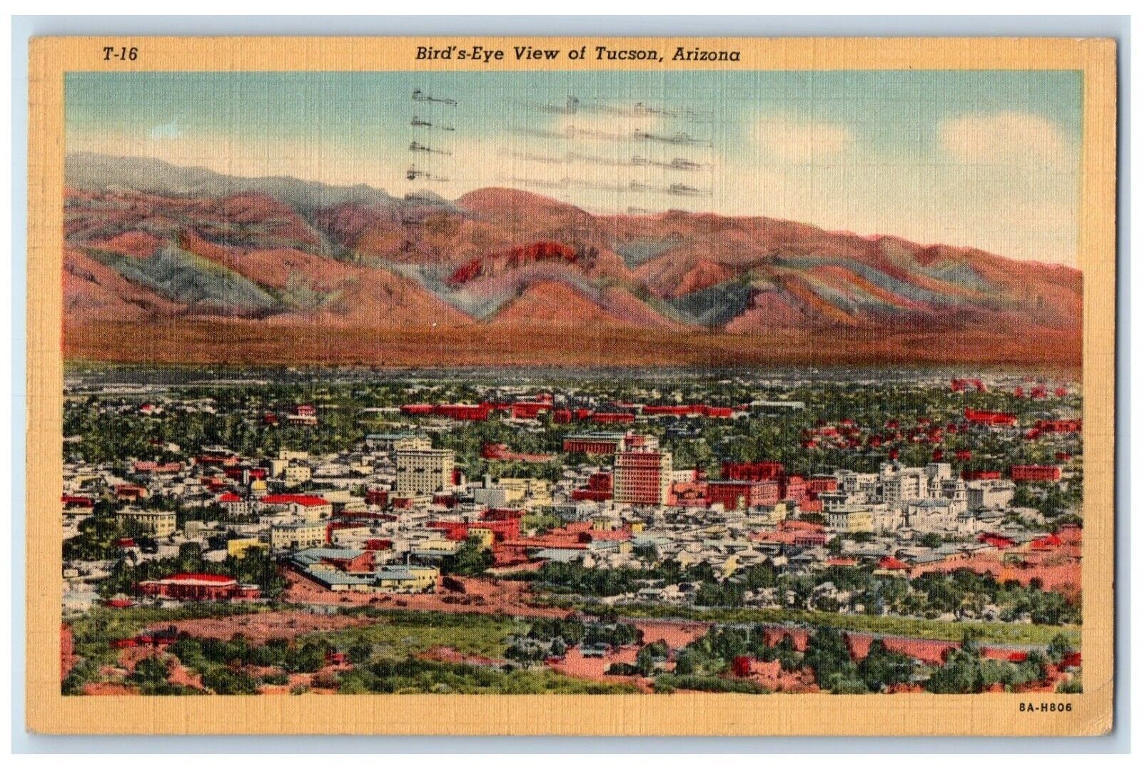 1949 Birdseye View Desert Mountains Santa Catalinas East Tucson Arizona ...