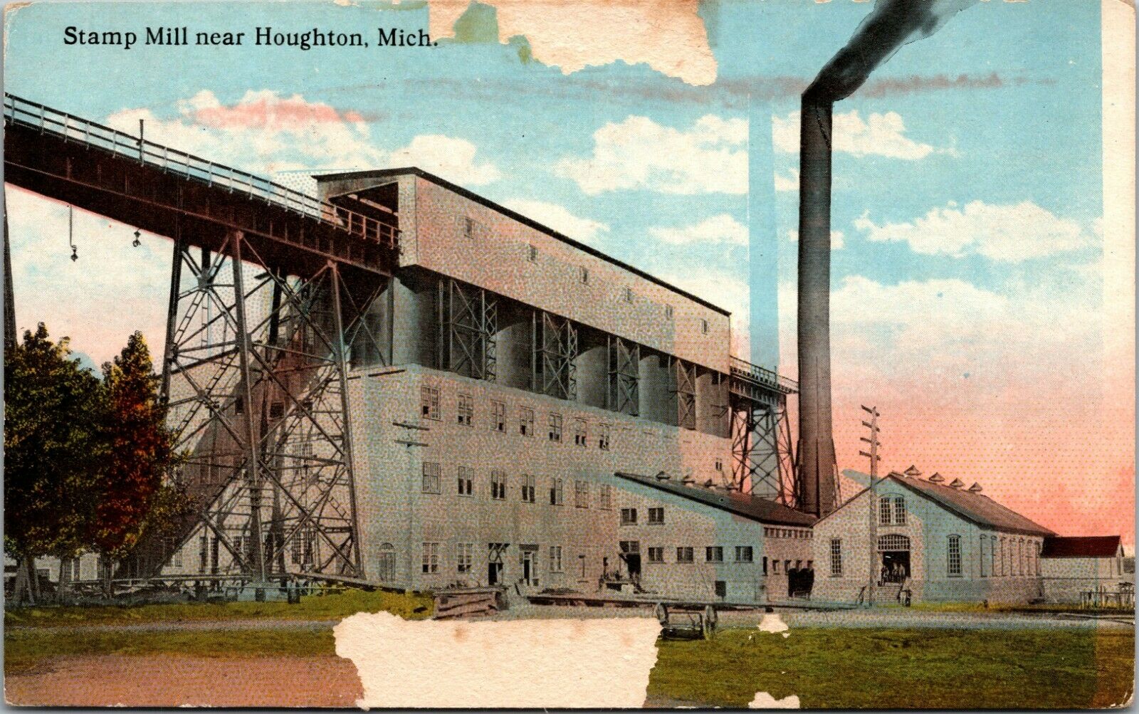 RARE - MICH Stamp Mill near Houghton Michigan Vintage Litho Postcard ...