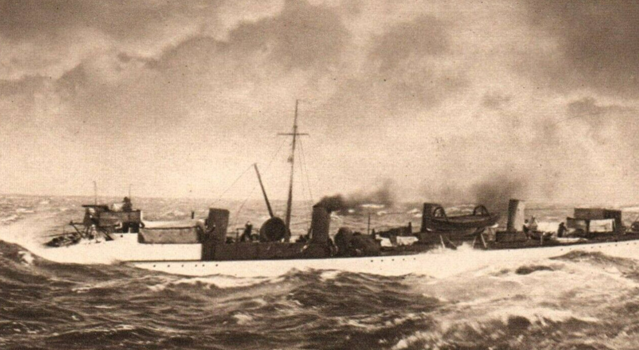 WWI British Royal Navy HMS Conflict Destroyer Torpedo Boat Raphael Tuck ...