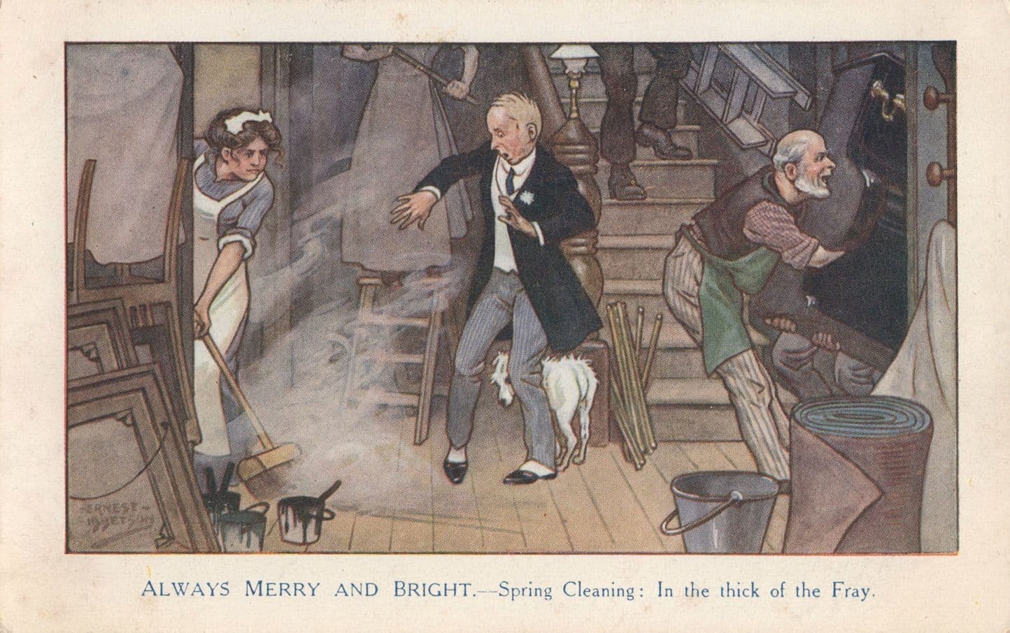 Ernest Ibbotson Spring Cleaning House French Maid WW1 Old Comic ...