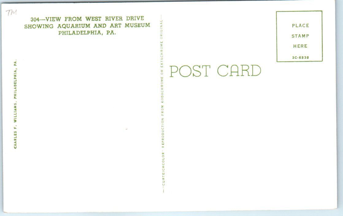 View from West River Drive Showing Aquarium & Art Museum, Philadelphia ...