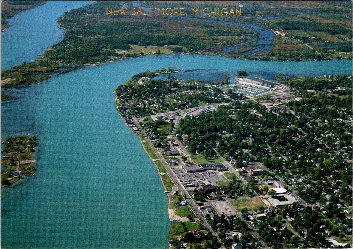 MI, Michigan NEW BALTIMORE~ALGONAC~ST CLAIR RIVER Bird's Eye View 4X6 ...