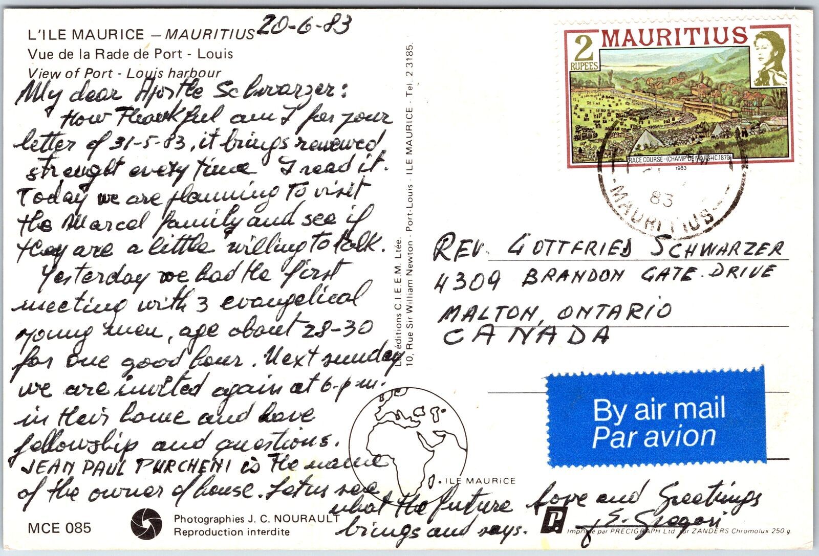 Vintage Continental Sized Postcard View of Port Louis Harbor Mauritius ...