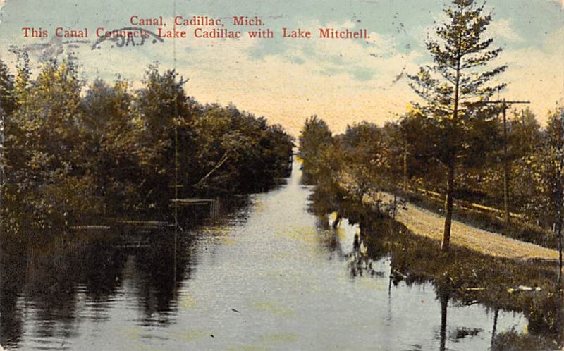 Canal, Lake Cadillac Cadillac, Michigan, USA 1917 postal marking on ...
