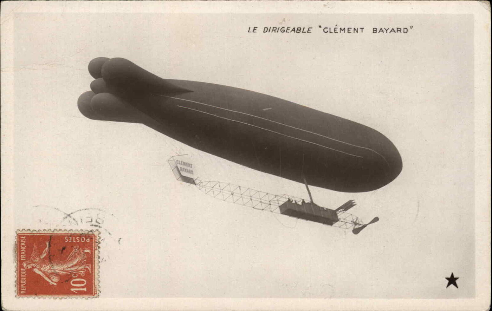 Antique French RPPC Dirigible Clement Bayard Blimp STAMP ON FRONT ...