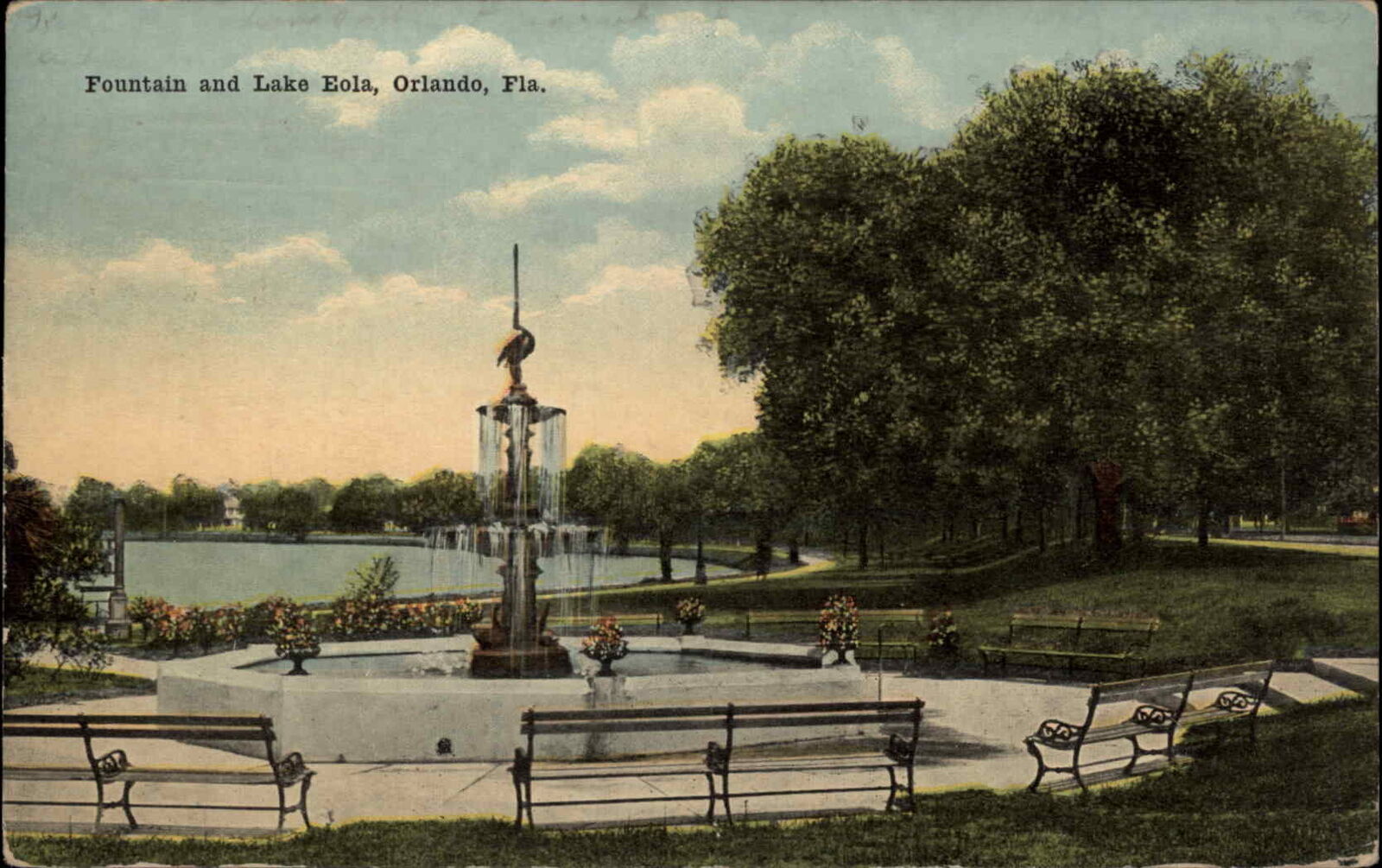 Orlando Florida FL Water Fountain Lake Park 1900s-1910s Postcard ...