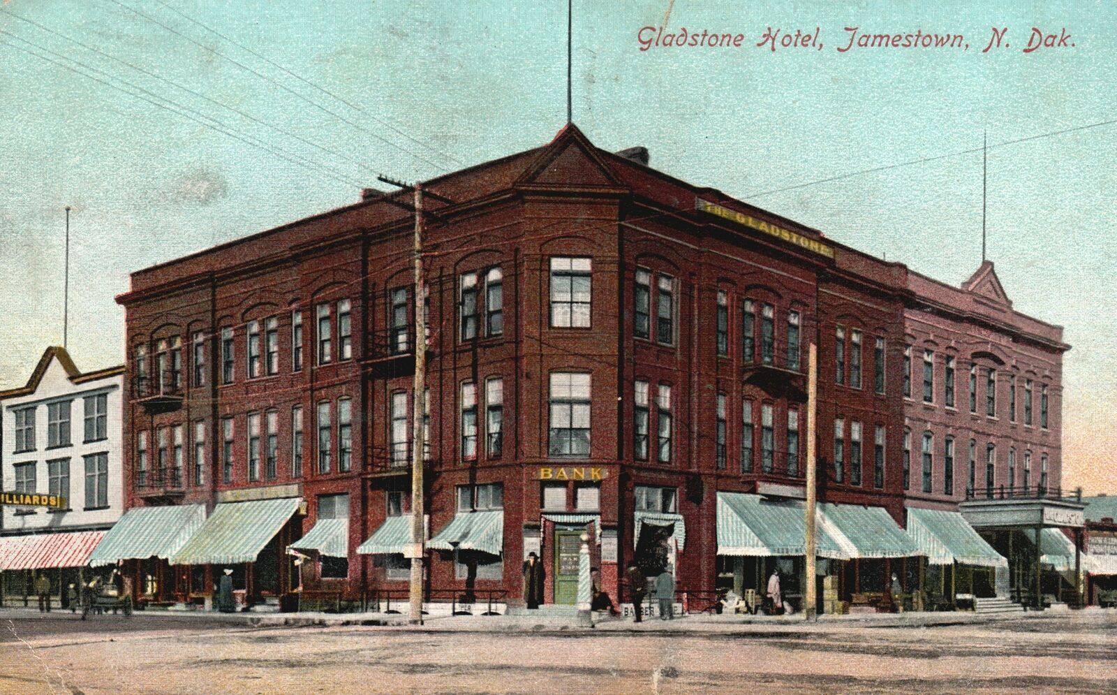 Vintage Postcard 1908 View of Gladstone Hotel Building Jamestown North ...