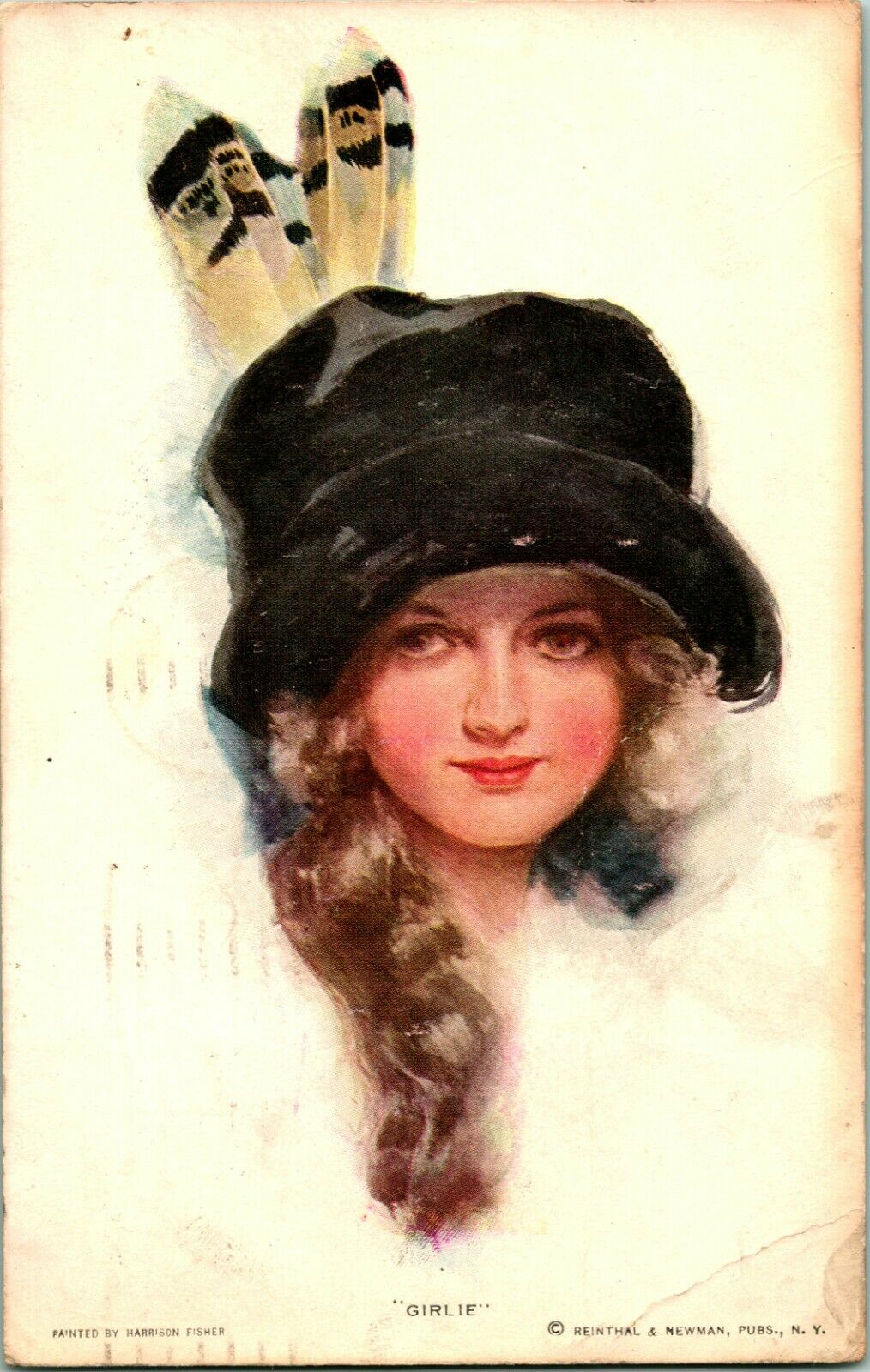 Vtg Carte Postale 1914 Artiste Signé Harrison Fisher Victorien Lady ...