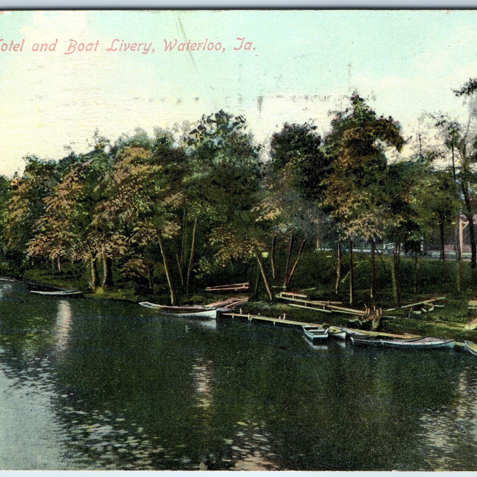 c1900s Waterloo, IA San Souci Hotel Boat Livery Cedar River PC Resort ...