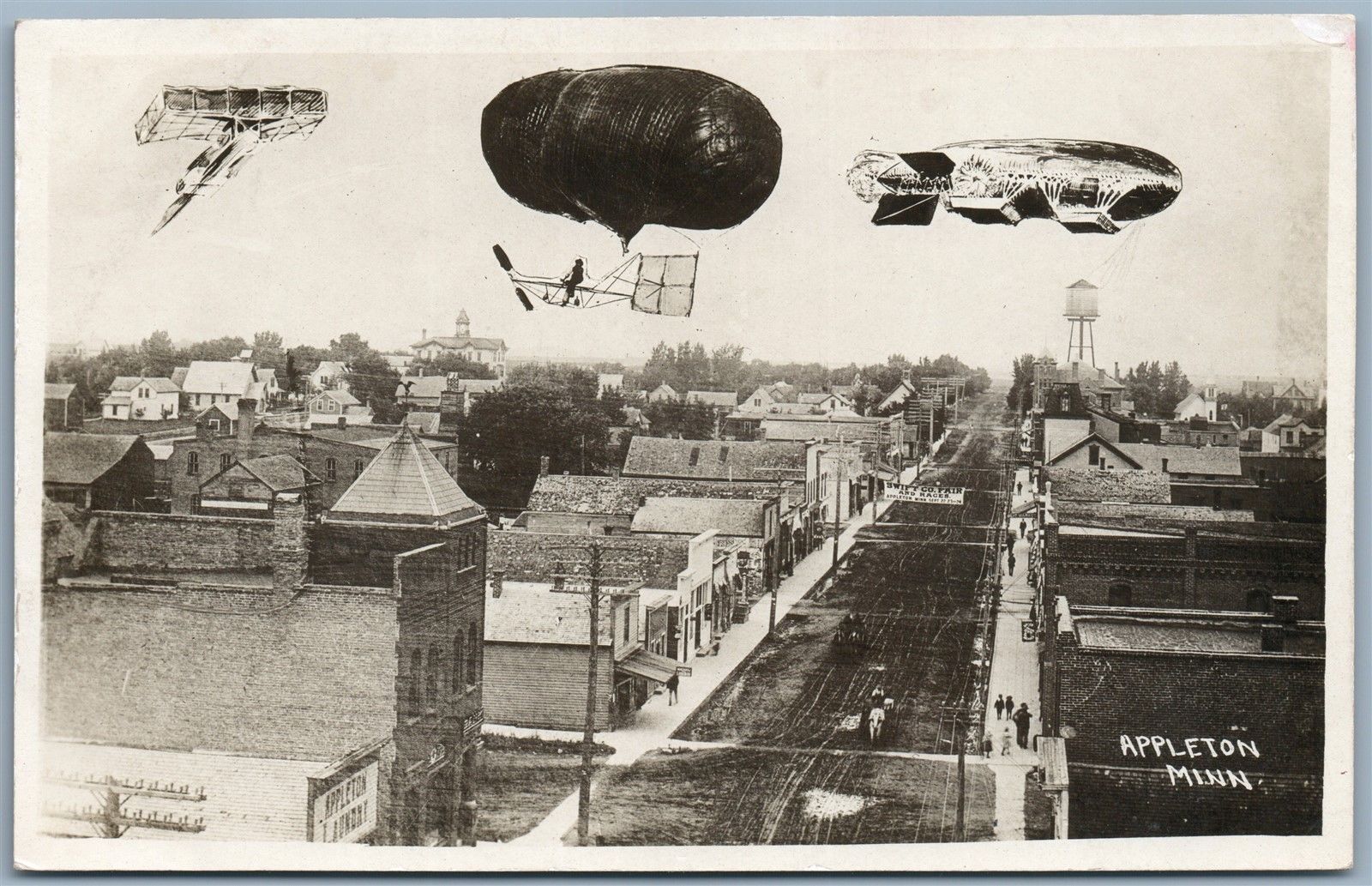 Photomontage Aviation Appleton MN Zeppelin Airplane Antique Real Photo ...