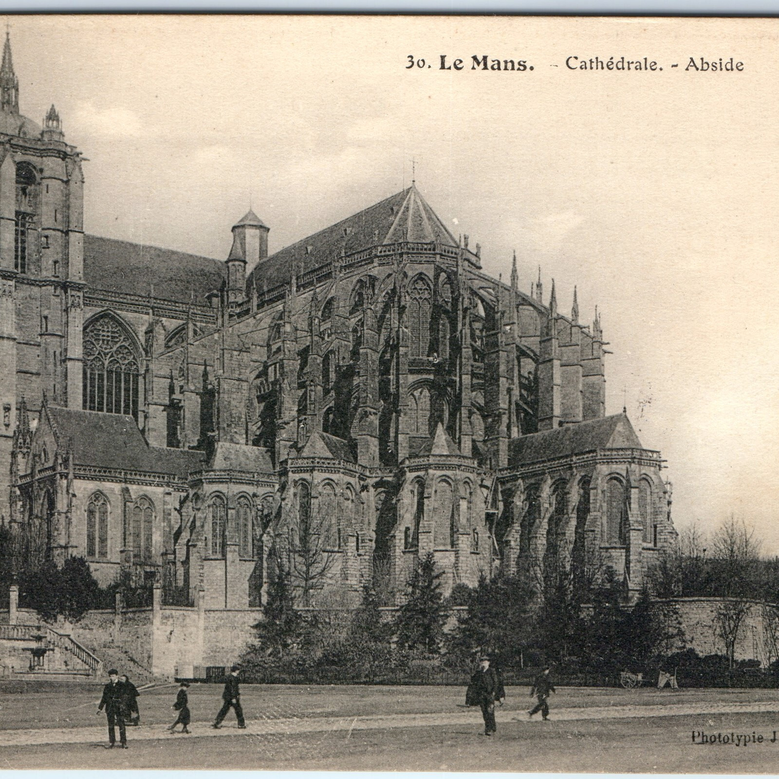 c1910s Le Mans, France Gothic Cathedral Abside Cafe Tufiere Boys Sharp ...