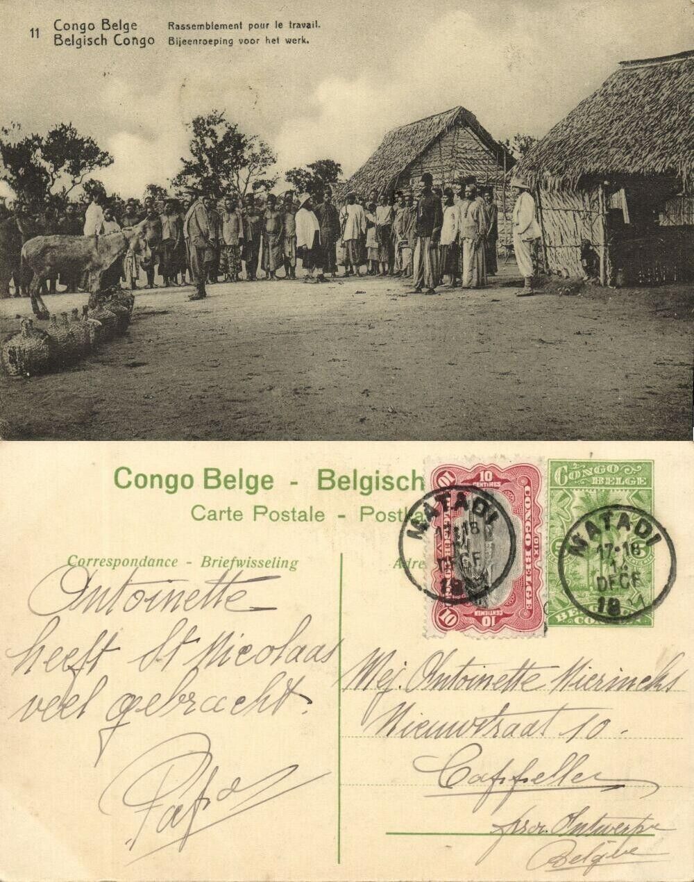 belgian congo, Convening of Workmen (1920s) Postcard (11) | Europe ...