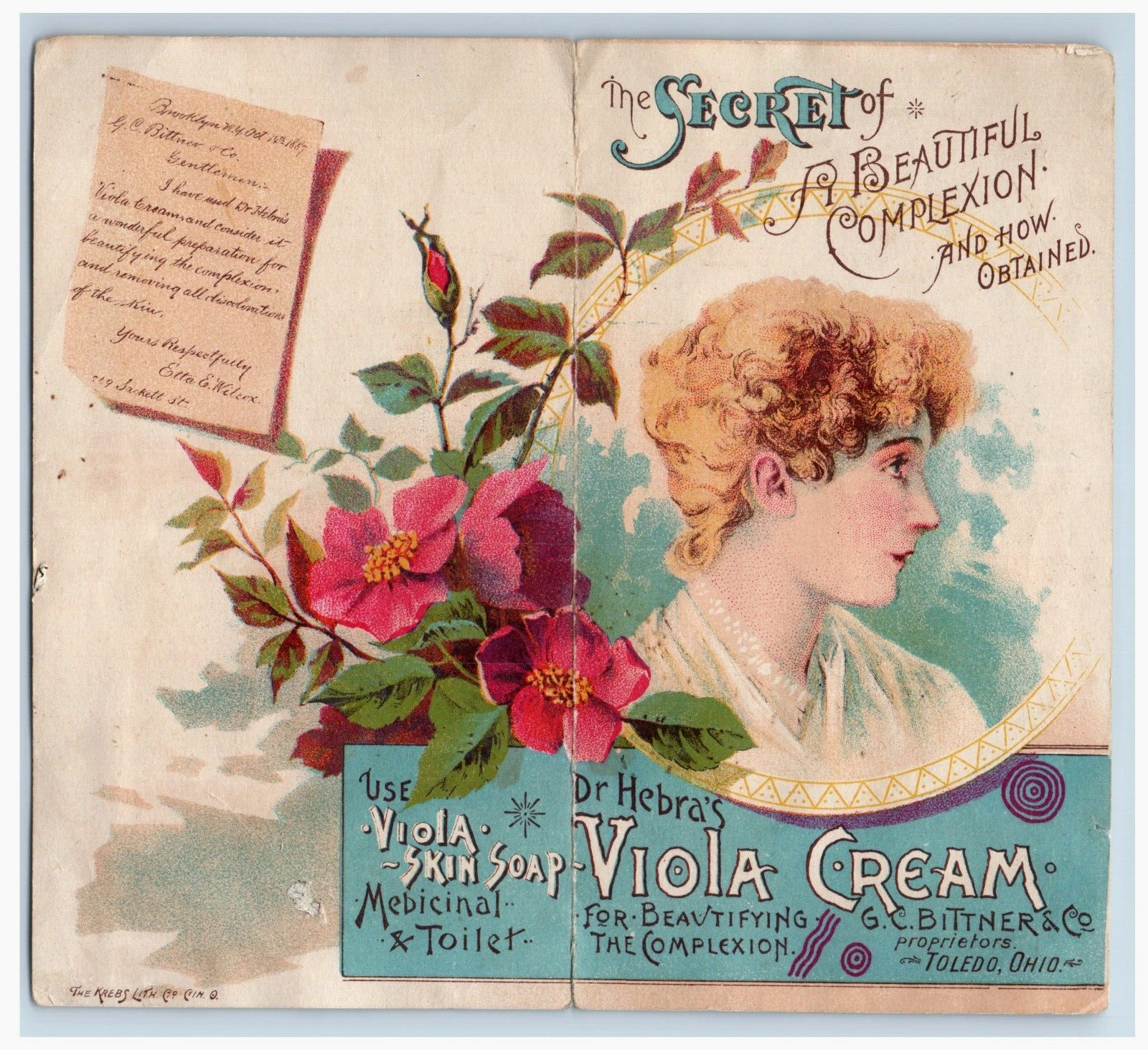 1870s-80s Folder Dr. Hebra's Viola Cream & Skin Soap G.C. Bittner & Co ...