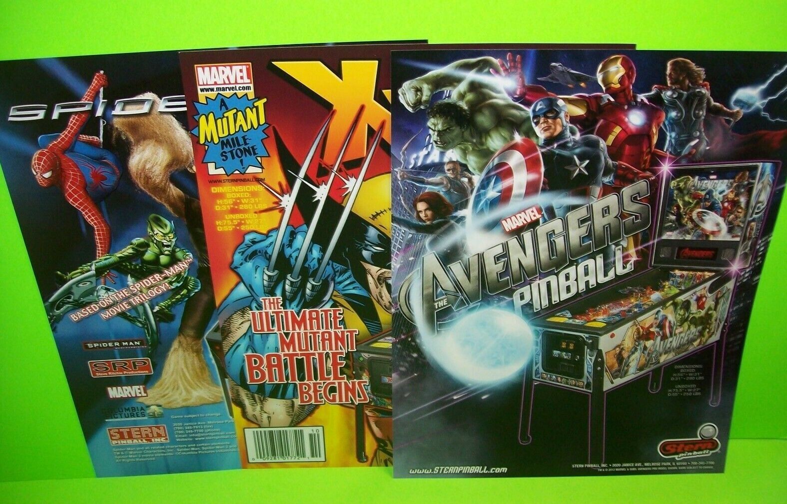 Marvel Comics Pinball FLYERS Avengers X-Men Spiderman Hulk Venom Thor ...