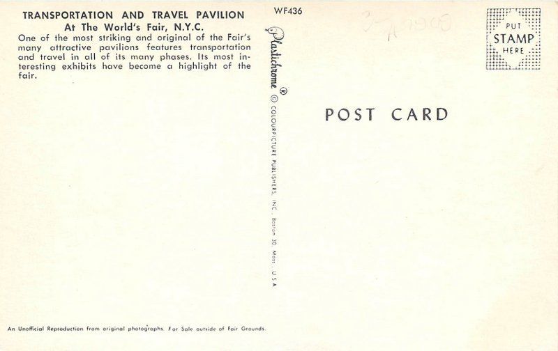 1950s World's Fair New York Transpiration Travel Pavilion Colorpicture ...
