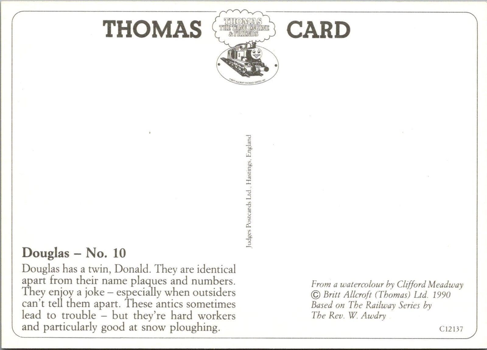 Children's TV Postcard - Thomas The Tank Engine and Friends Animation ...