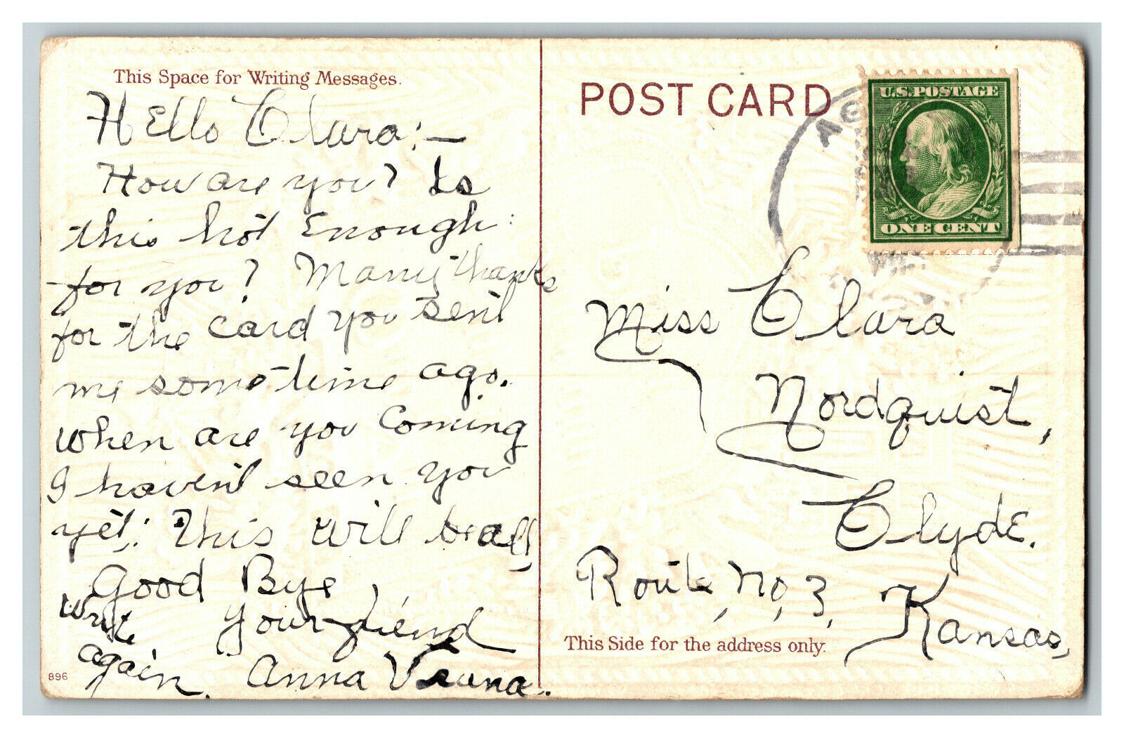 May You Have Peace And Plenty Swastika Vintage Standard View Embossed ...