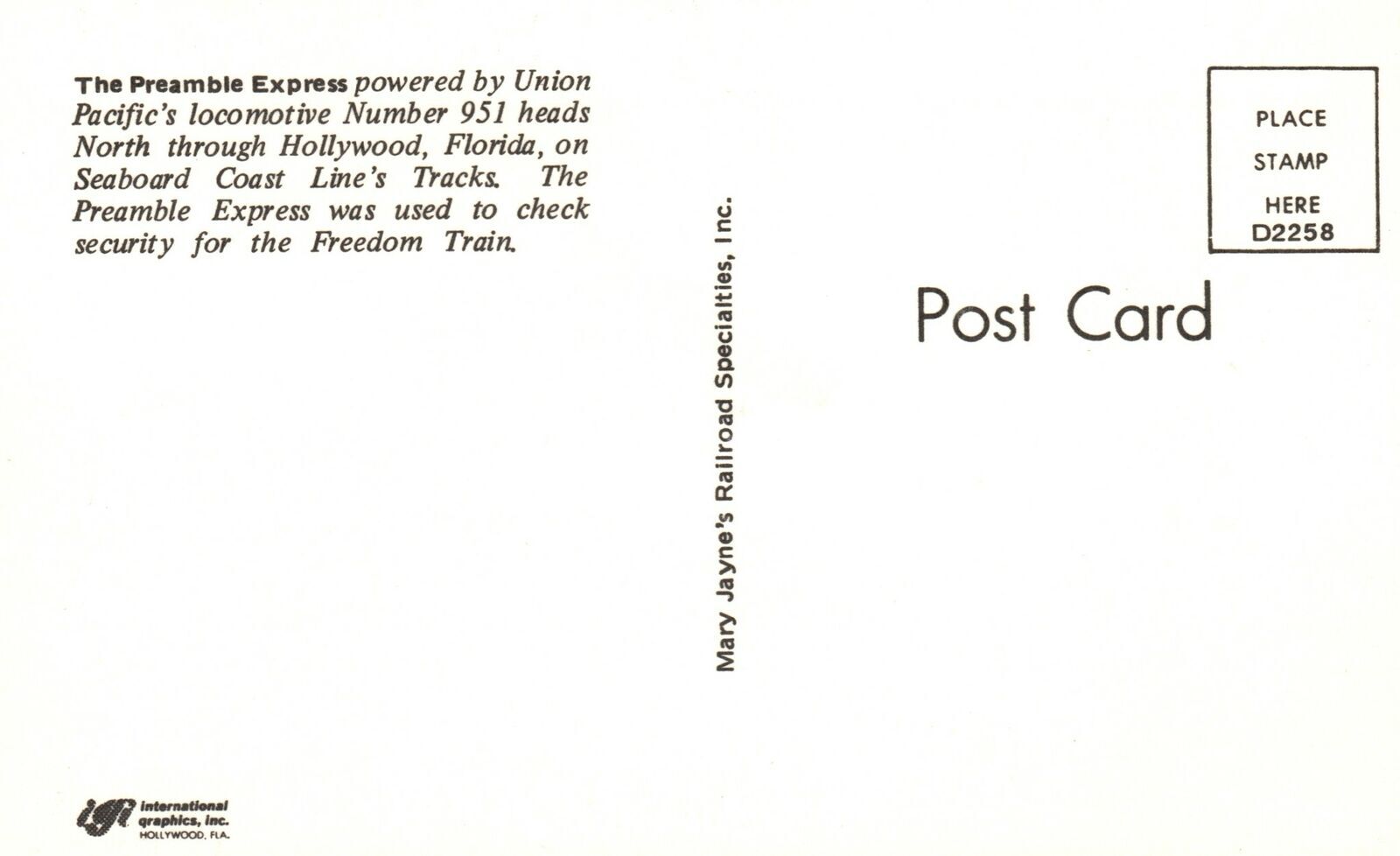 Vintage Postcard The Preamble Express Union Pacific Locomotive ...