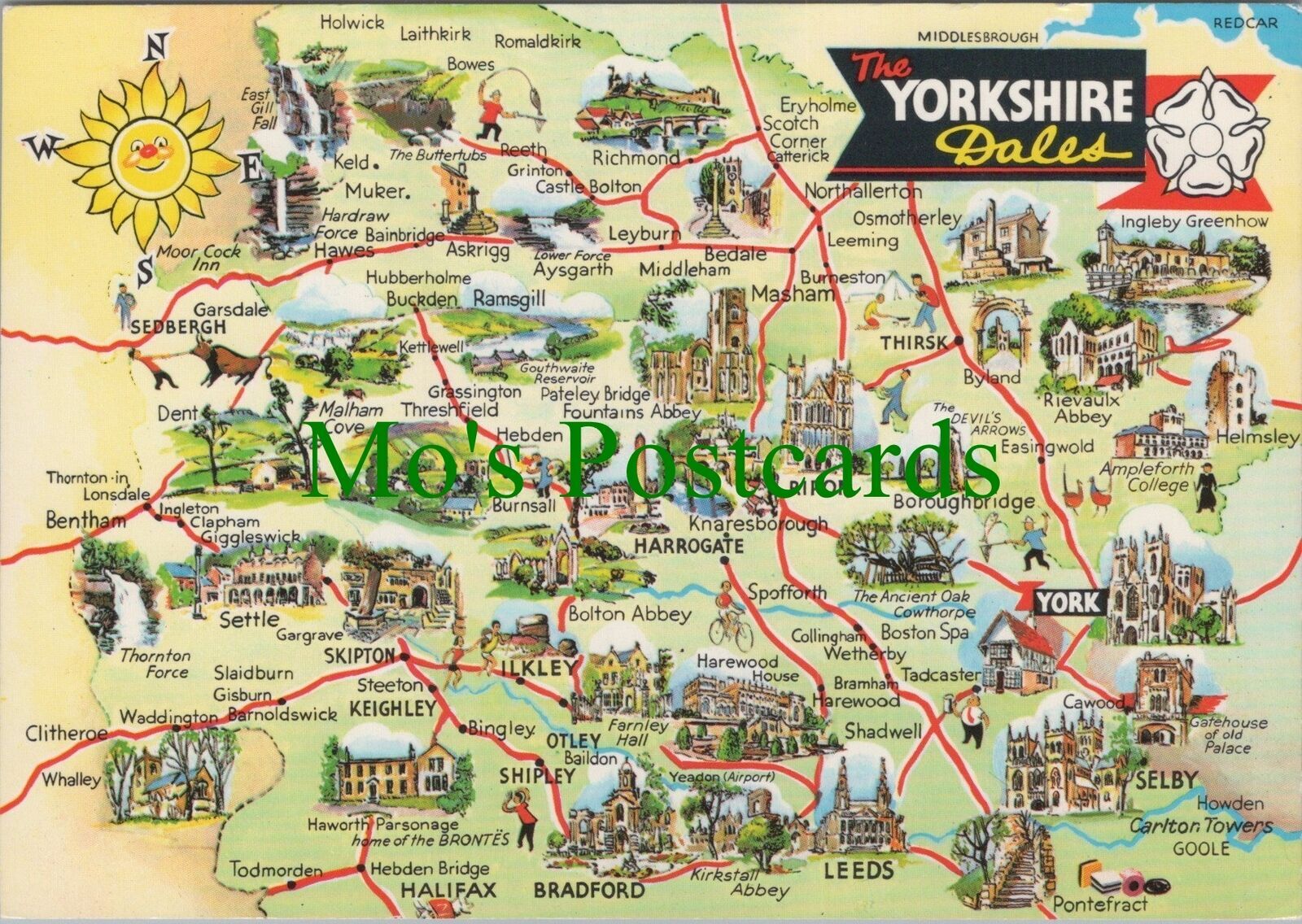Maps Postcard - Map of The Yorkshire Dales RR18925 | Ephemera - Maps, Postcard / HipPostcard