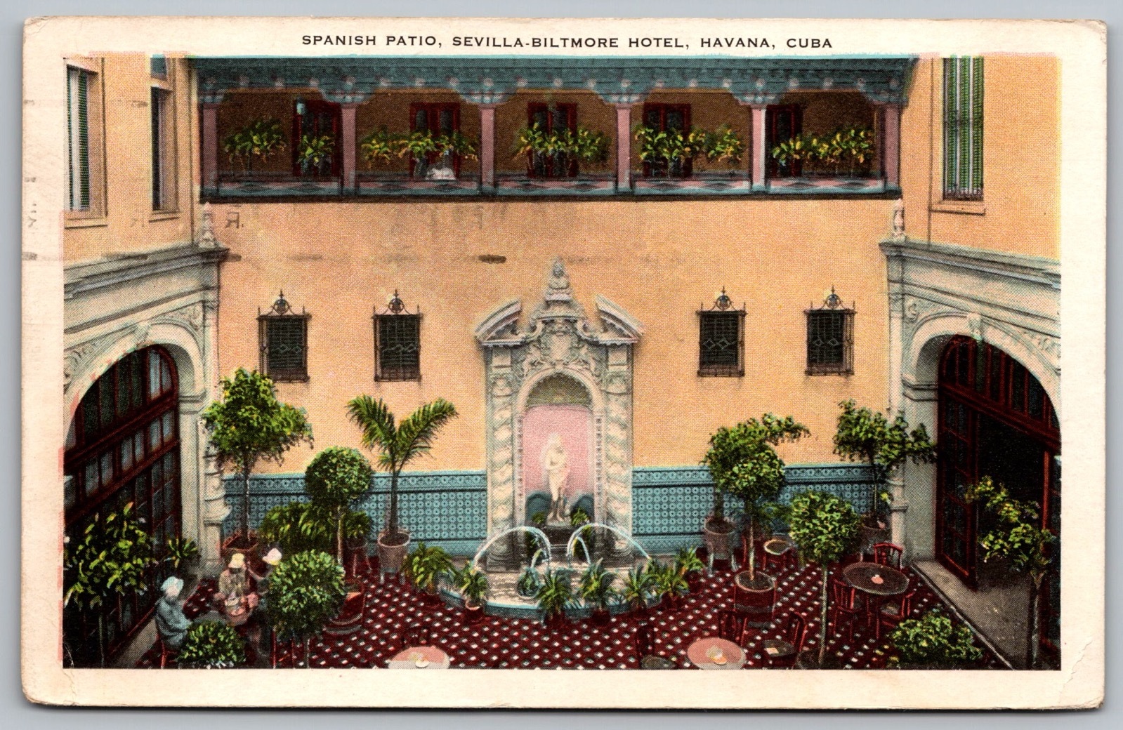 Havana Cuba Sevilla Biltmore Hotel Spanish Patio WB Cancel WOB Postcard ...