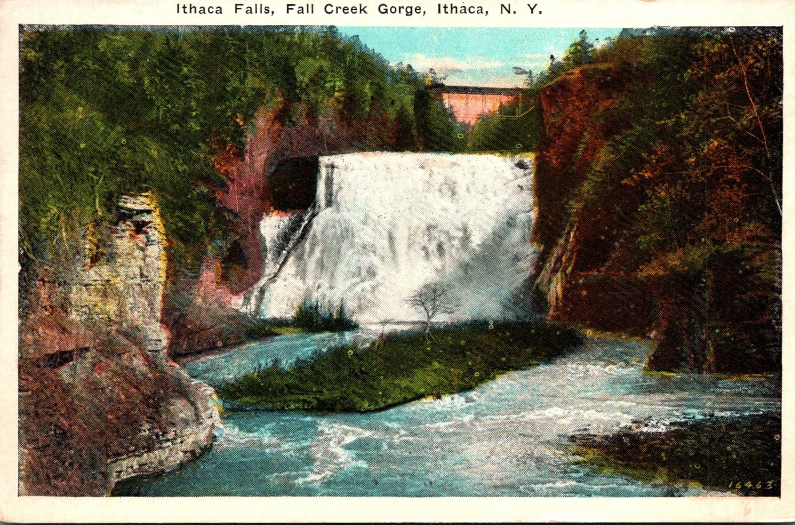 New York Ithaca Fall Creek Gorge Ithaca Falls 1925 | United States ...