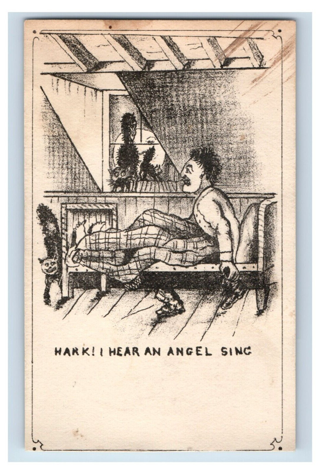 1870's-80's Black Cats Smiling Moon Man Hark Comical Oddball Victorian ...