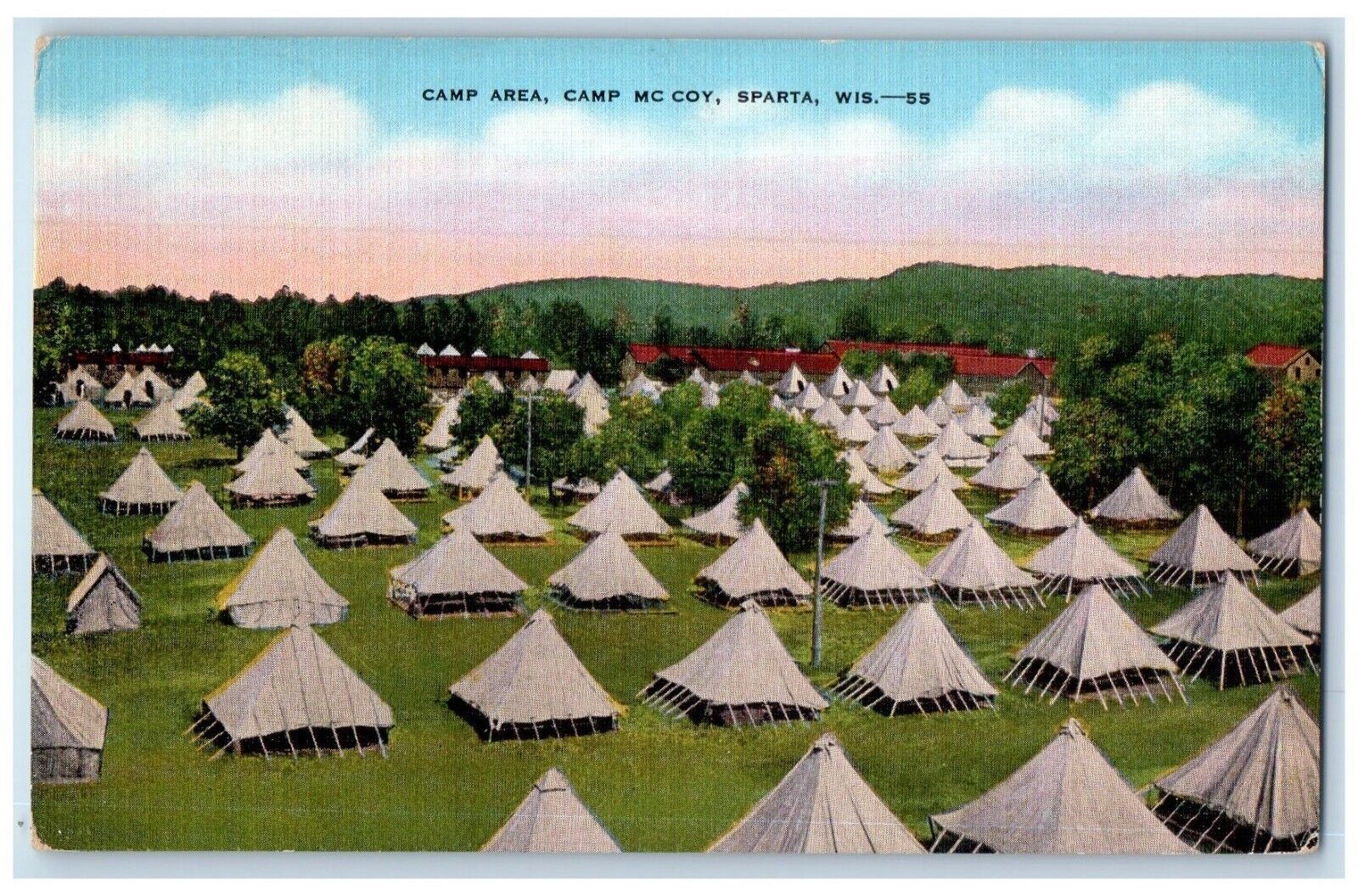 Camp Area Camp Mc Coy Teepee Tent Scene Sparta Wisconsin WI Vintage ...
