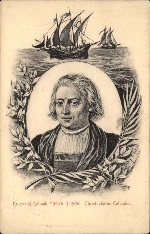 Italian Explorer Christopher Columbus and Sailing Ship Pre-1910 ...