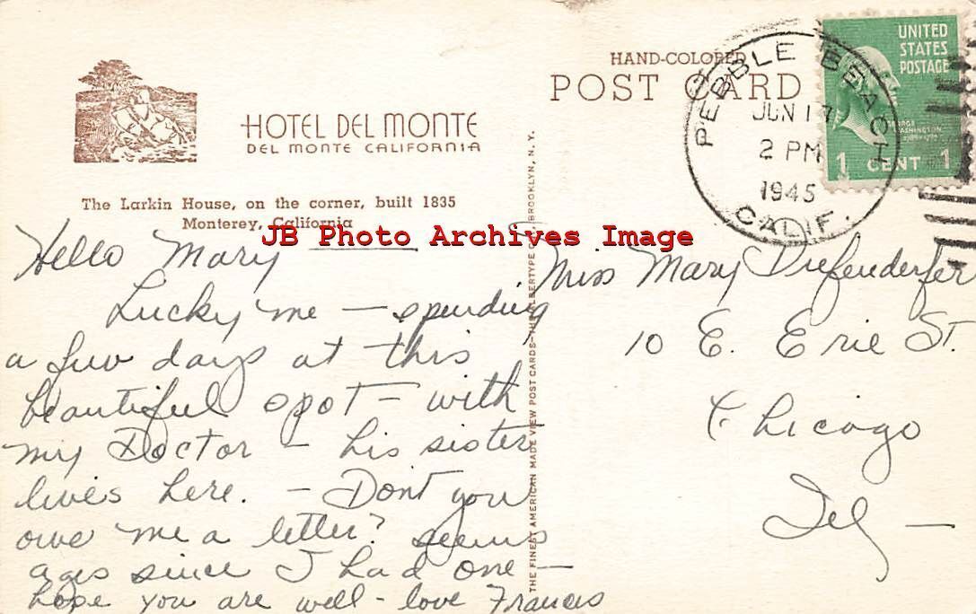 CA, Del Monte, California, Hotel Del Monte, Larkin House, Albertype ...