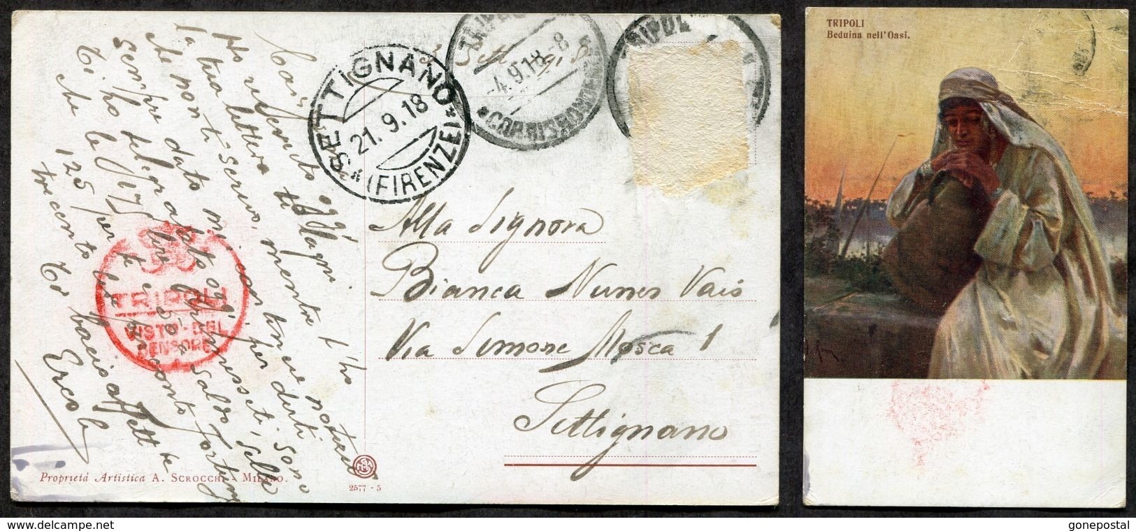 dc1244 - WW1 LIBYA Libia 1918 Italian Colonies MILITARY. TRIPOLI ...
