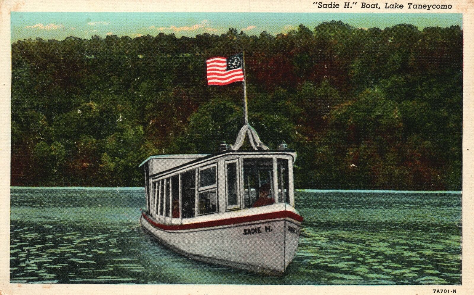 Vintage Postcard 1920's Sadie H. Boat Lake Taneycomo Ozark Mountains ...