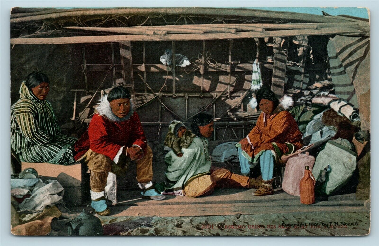 Postcard Native American Eskimo Using Skin Boat For A House F37 | Other ...