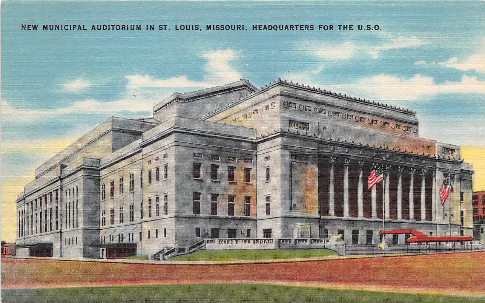 St. Louis Missouri 1940s Postcard New Municiapl Auditorium USO ...