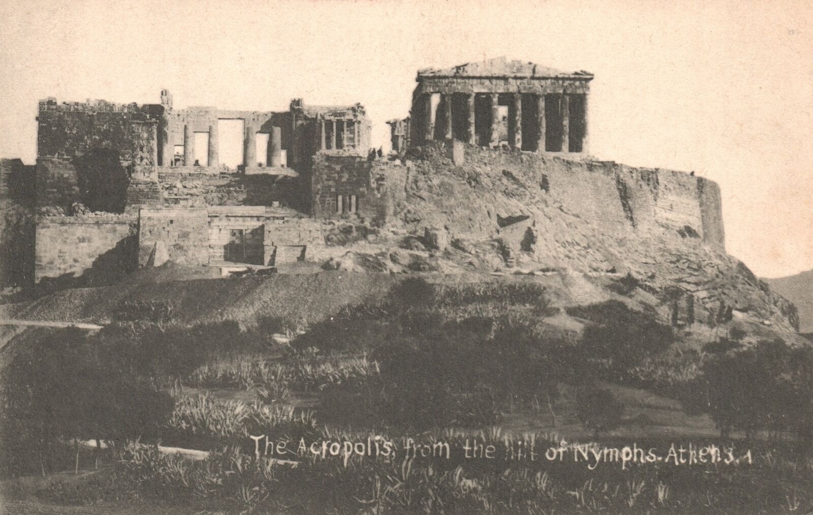 Vintage Postcard The Acropolis From The Hill Of Nymphs Athens Greece ...