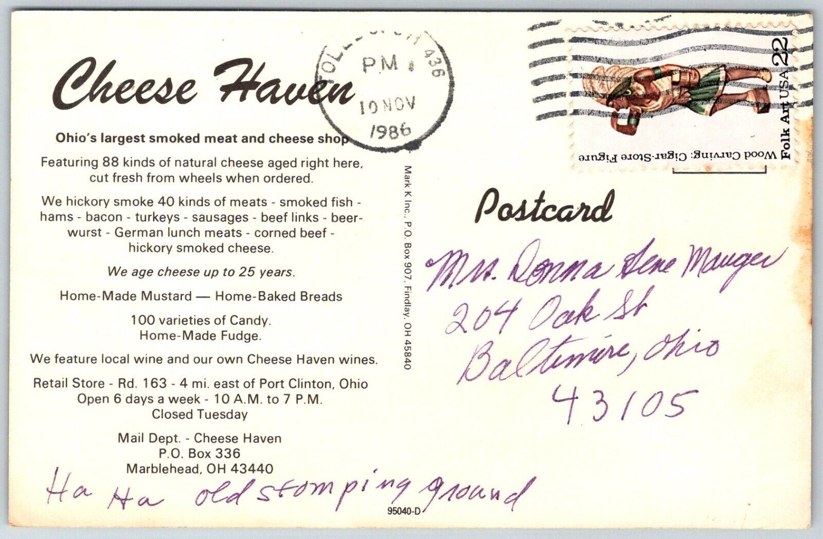 Marblehead Ohio 1960s Postcard Cheese Haven Meat & Cheese Shop | United ...