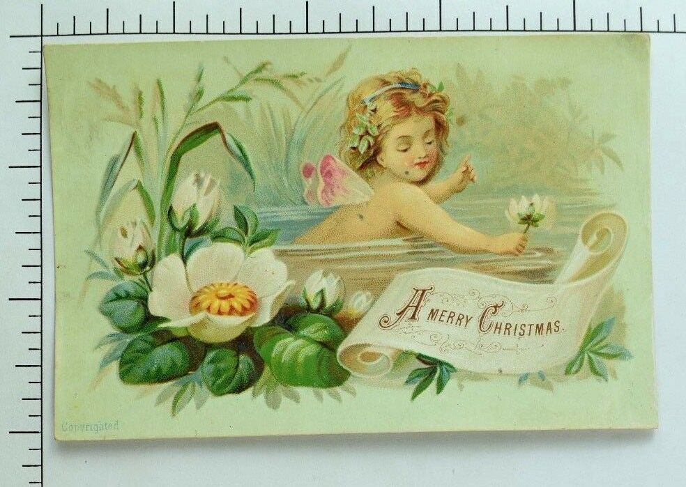 1880's Embossed Victorian Christmas Trade Card Water Nymph Water-Lilies ...