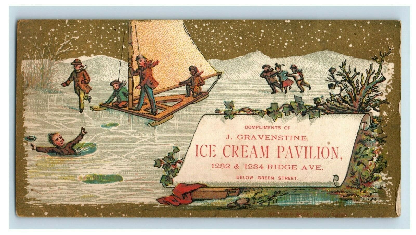 1880s-90s J. Gravenstine Ice Cream Pavilion Winter Scenes Lot Of 3 P217 ...