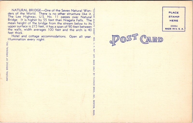 Natural Bridge Shenandoah National Park Virginia Scenic Walkway DB ...